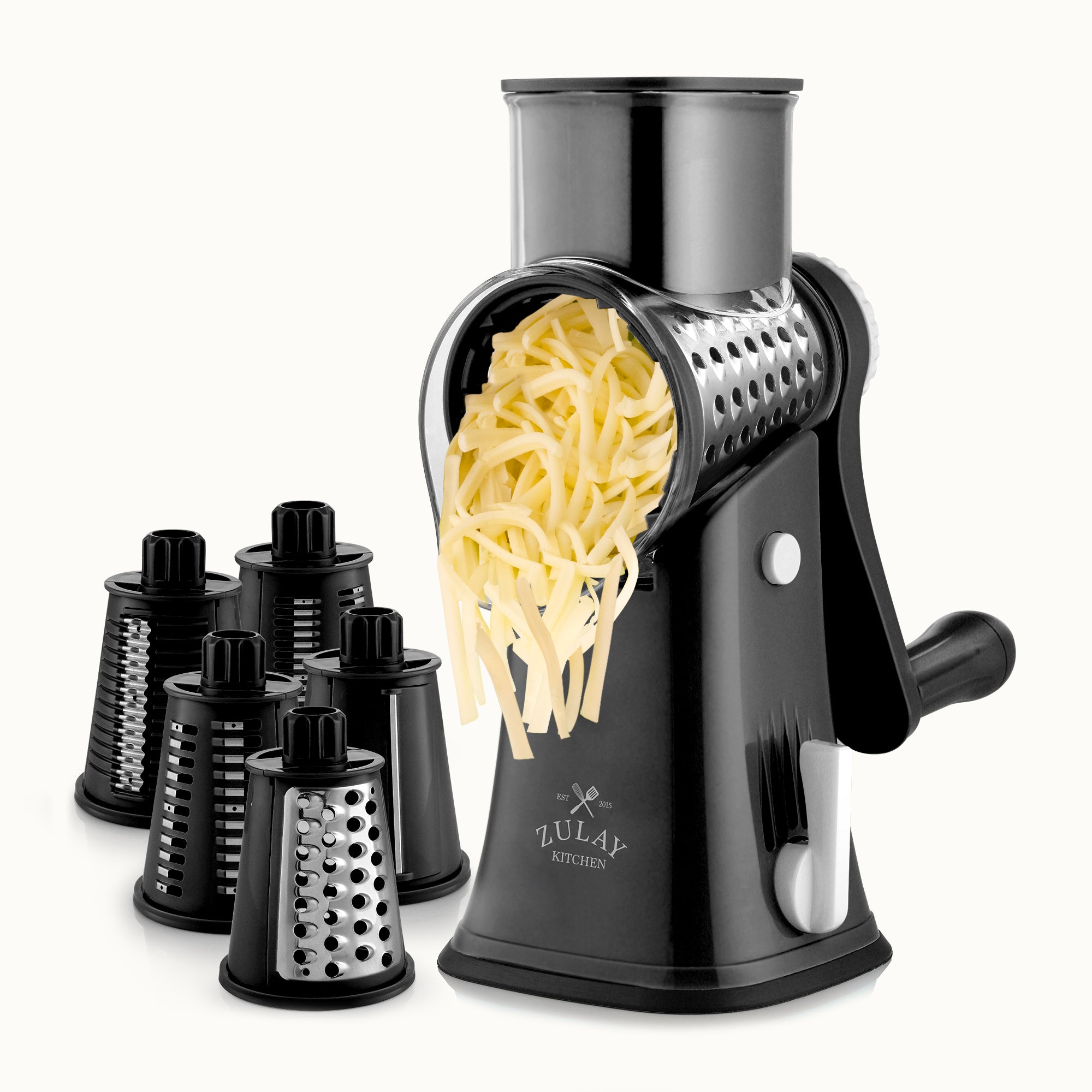 Rotary Cheese Grater with 5 Interchangeable Blades – Zulay Kitchen