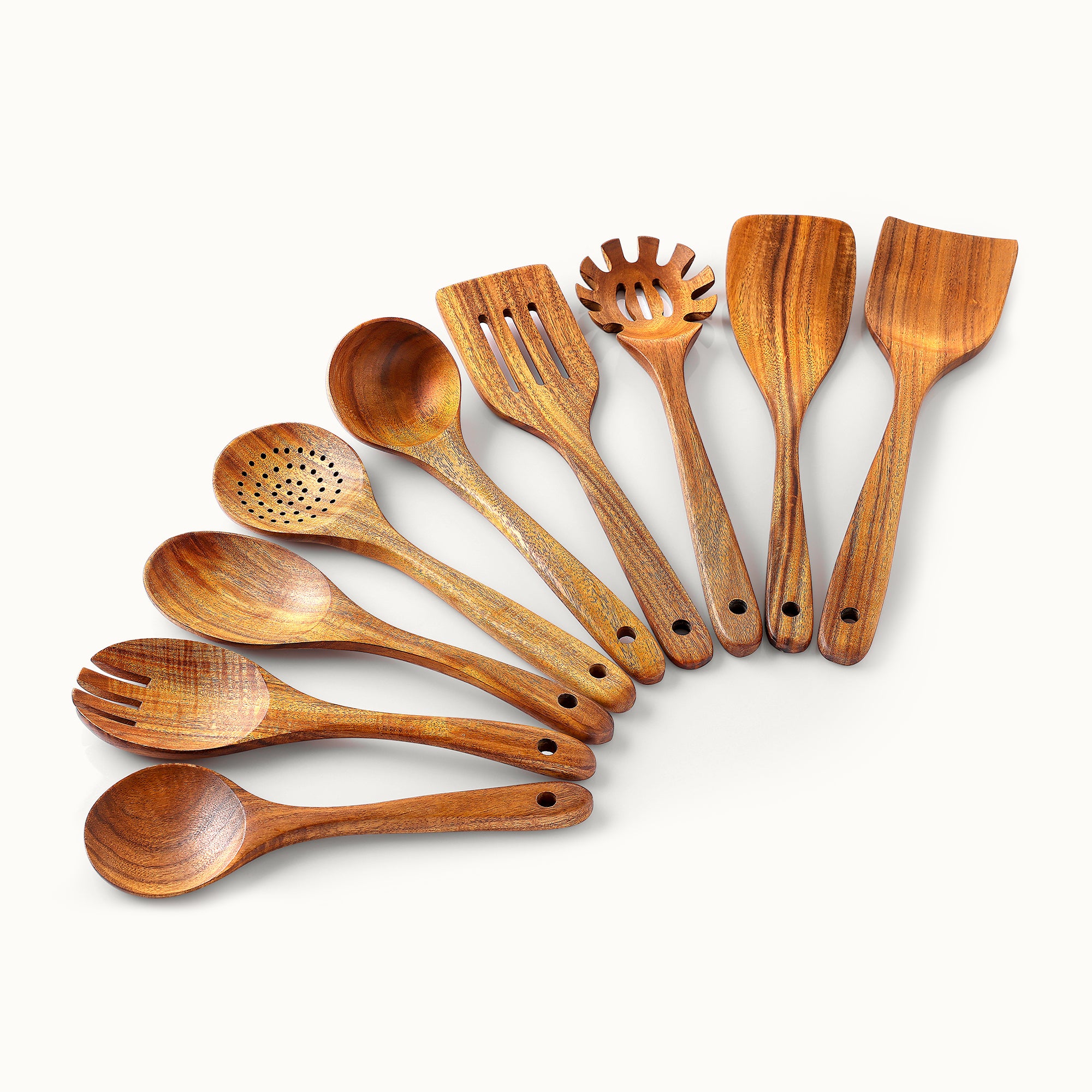 Teak Wood Utensils Set - Wooden Kitchen Utensils – Zulay Kitchen