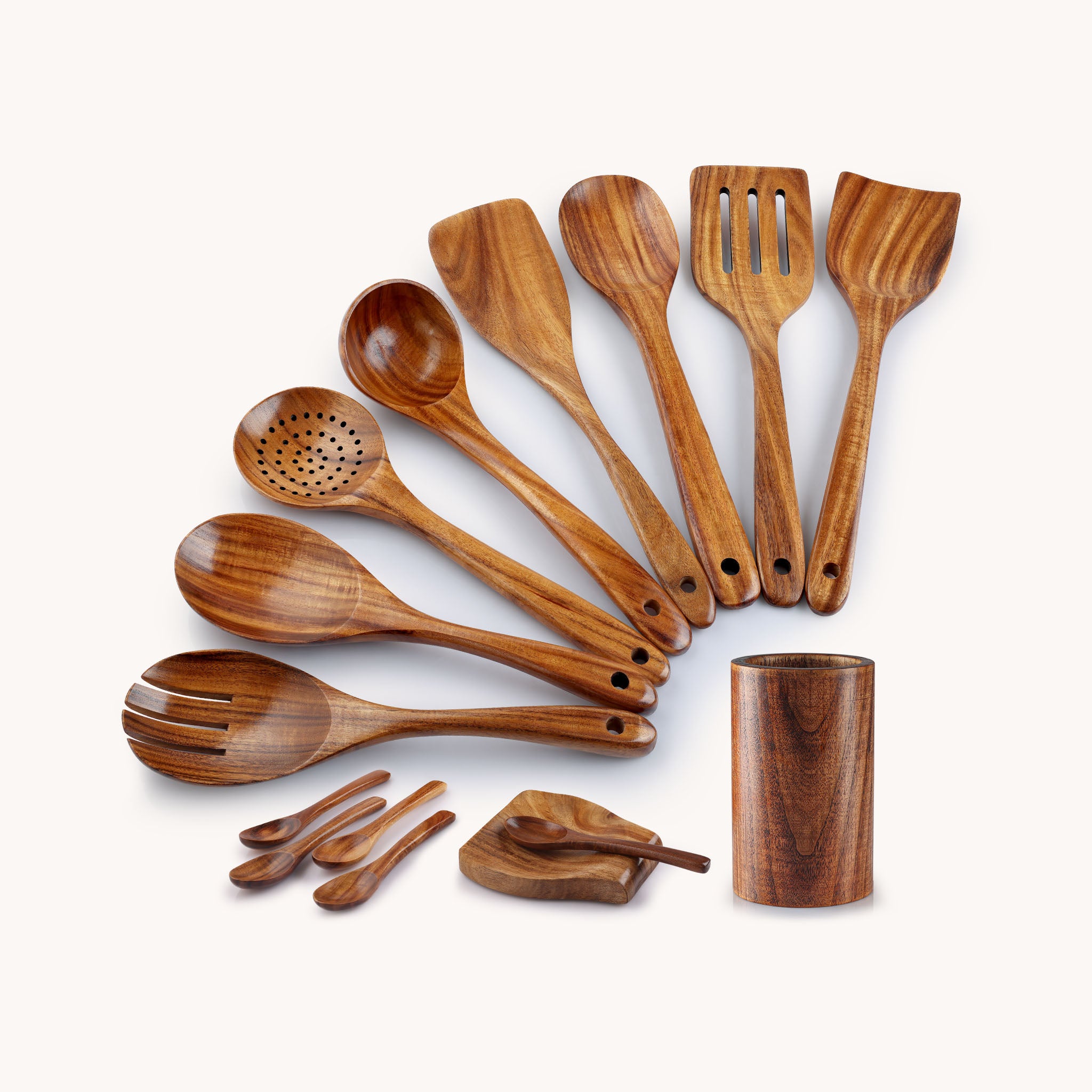 Teak Wood Utensils Set - Wooden Kitchen Utensils – Zulay Kitchen