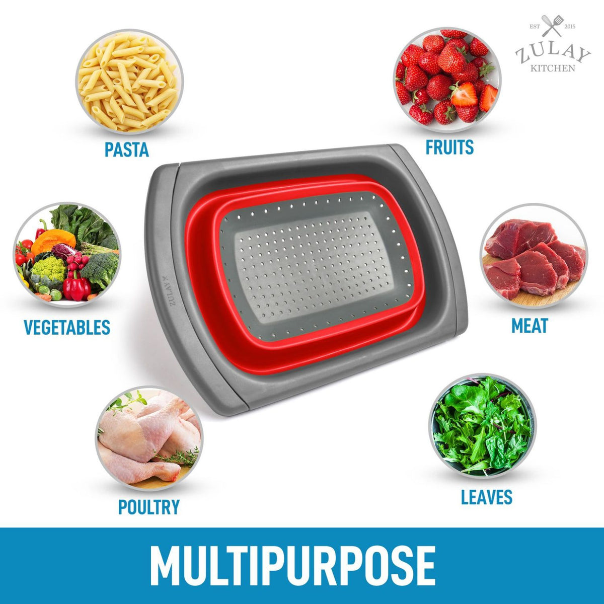 Collapsible Colander With Extendable Handles | Zulay Kitchen