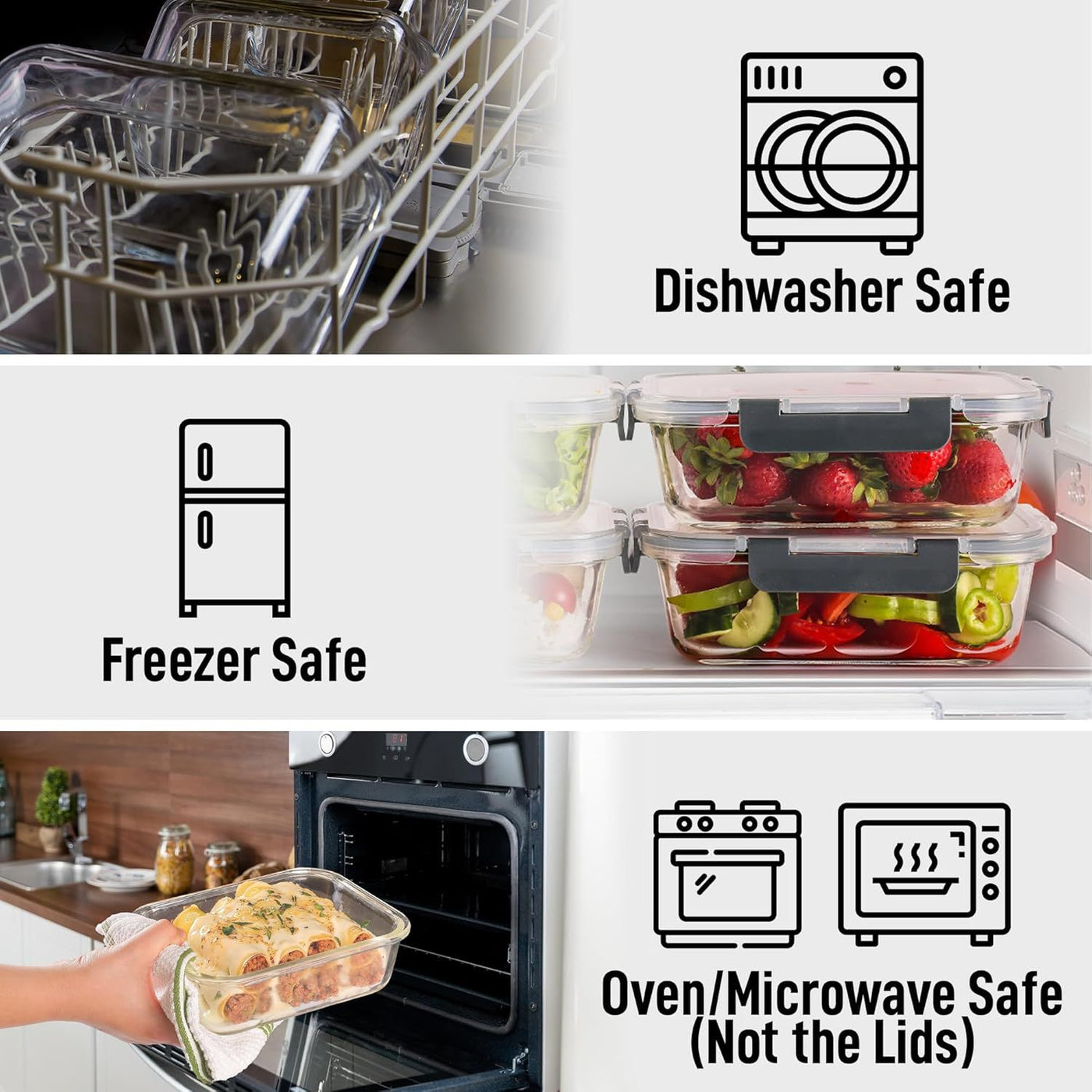 Snap Lock Glass Food Containers | Zulay Kitchen