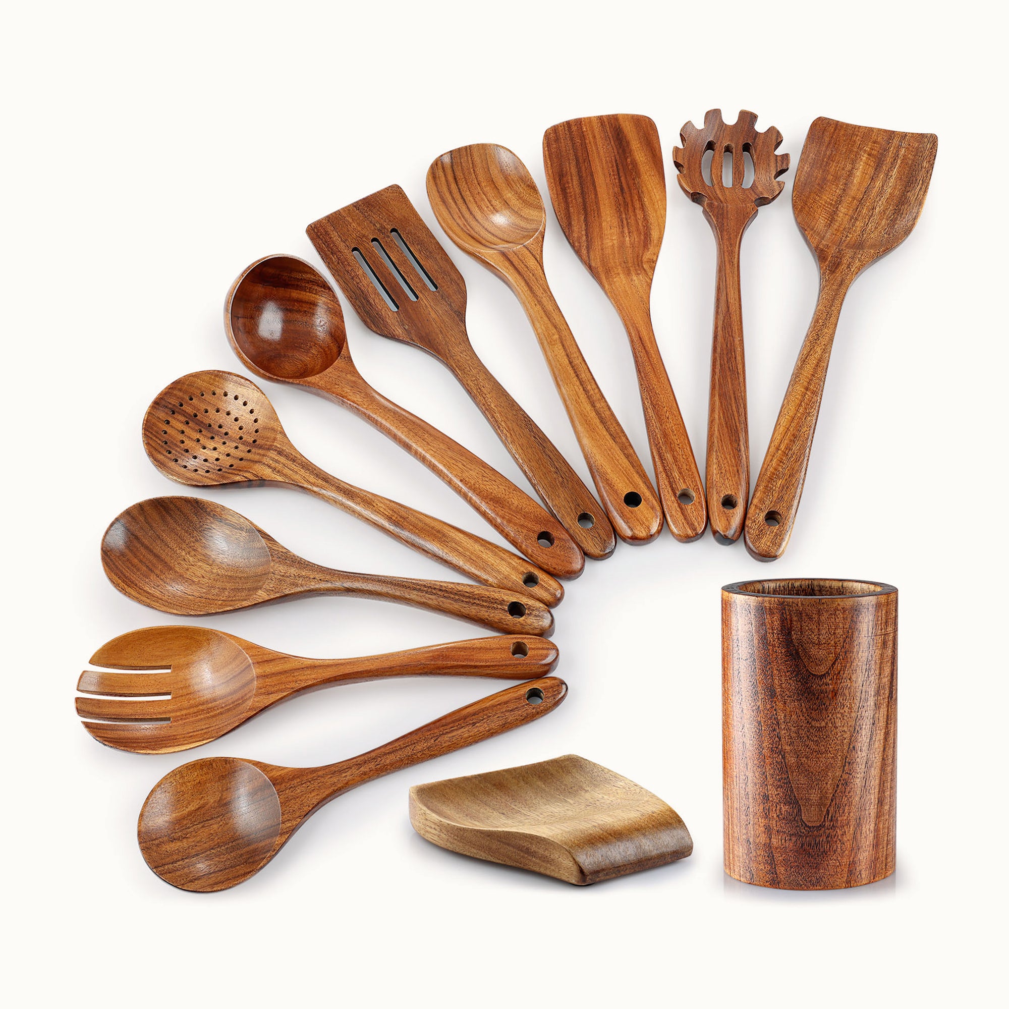 Teak Wood Utensils Set - Wooden Kitchen Utensils – Zulay Kitchen