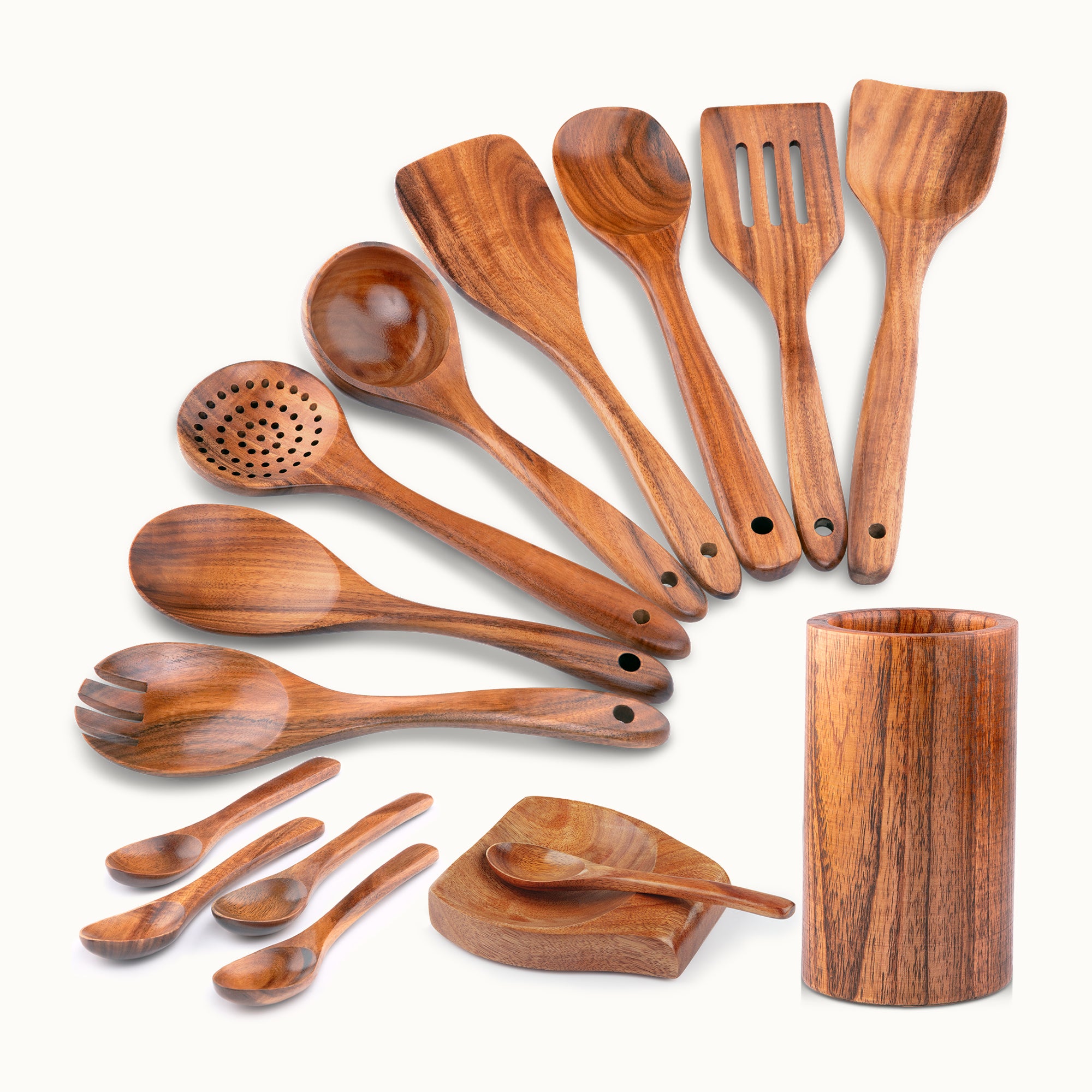 Teak Wood Utensils Set - Wooden Kitchen Utensils – Zulay Kitchen